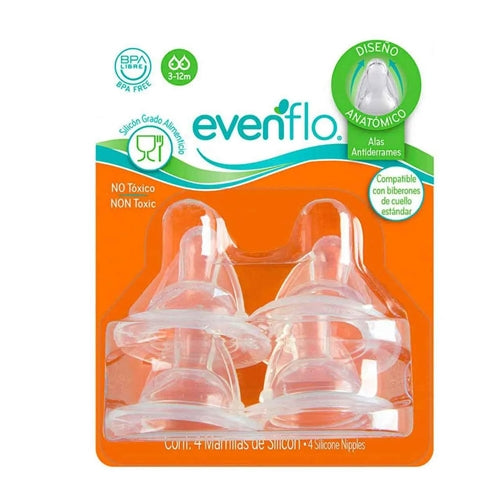 Evenflo Anatomical Medium Flow Nipple 4 pack