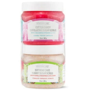 The Spathecary 2 Pack Exfoliating Body Scrub Birthday Cake & Cotton Ca