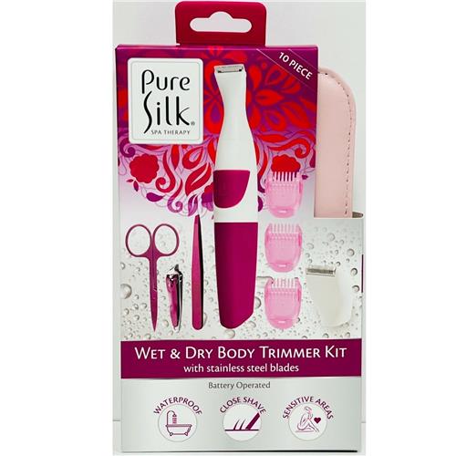 Pure Silk Wet & Dry Body Trimmer Kit Stainless Steel Blades Battery Op