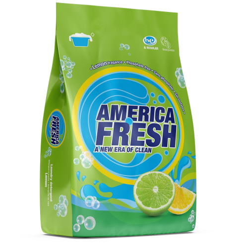 America Fresh Powdered Detergent 1kg - Lemon